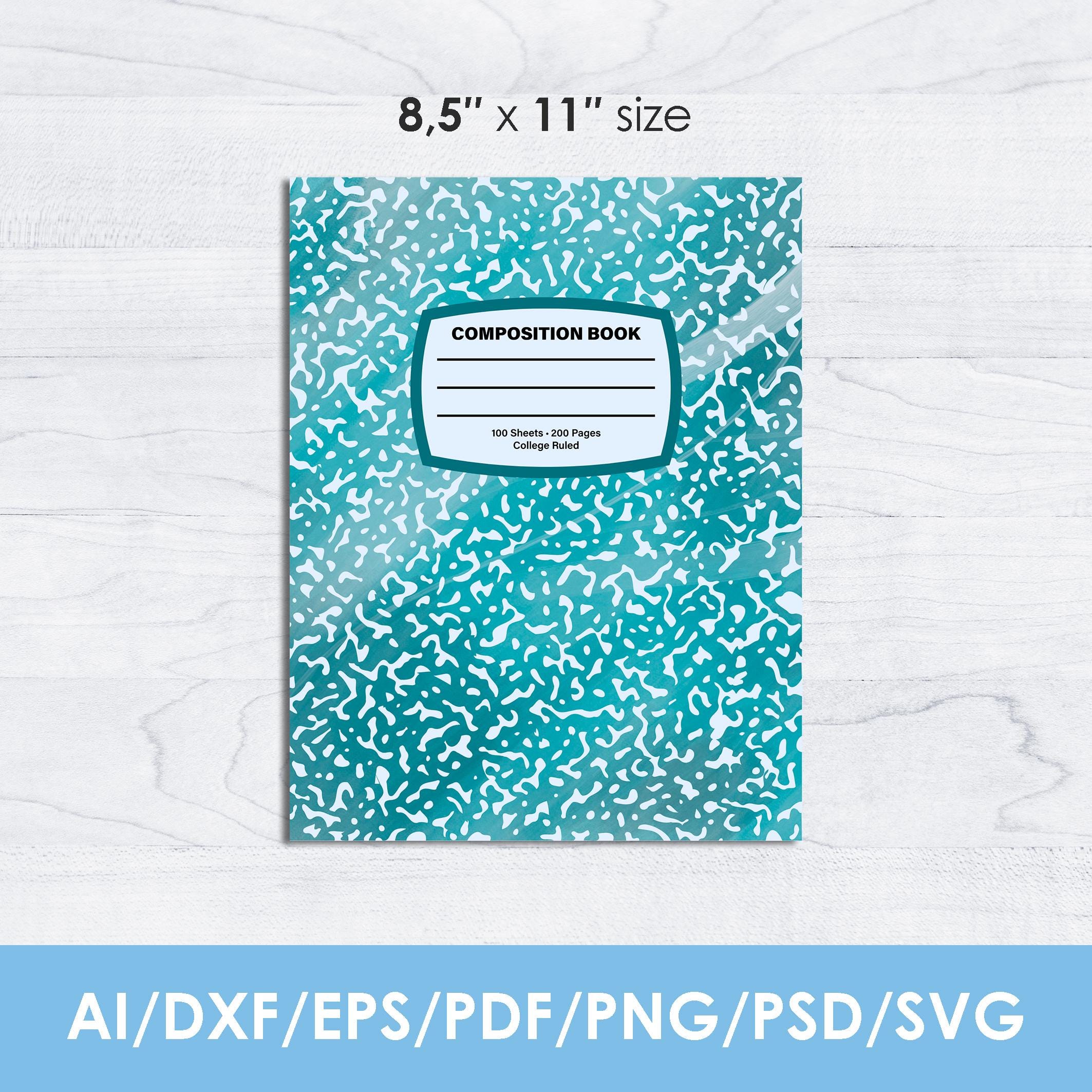 Custom Composition Notebook Cover Template, Fully Editable, Canva, Svg ...