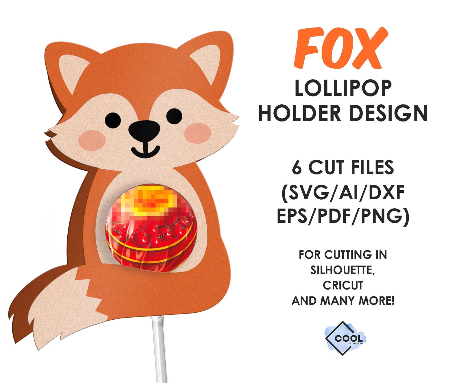 Fox Lollipop Holder Svg Chocolate Holder Svg DIY Craft for - Etsy