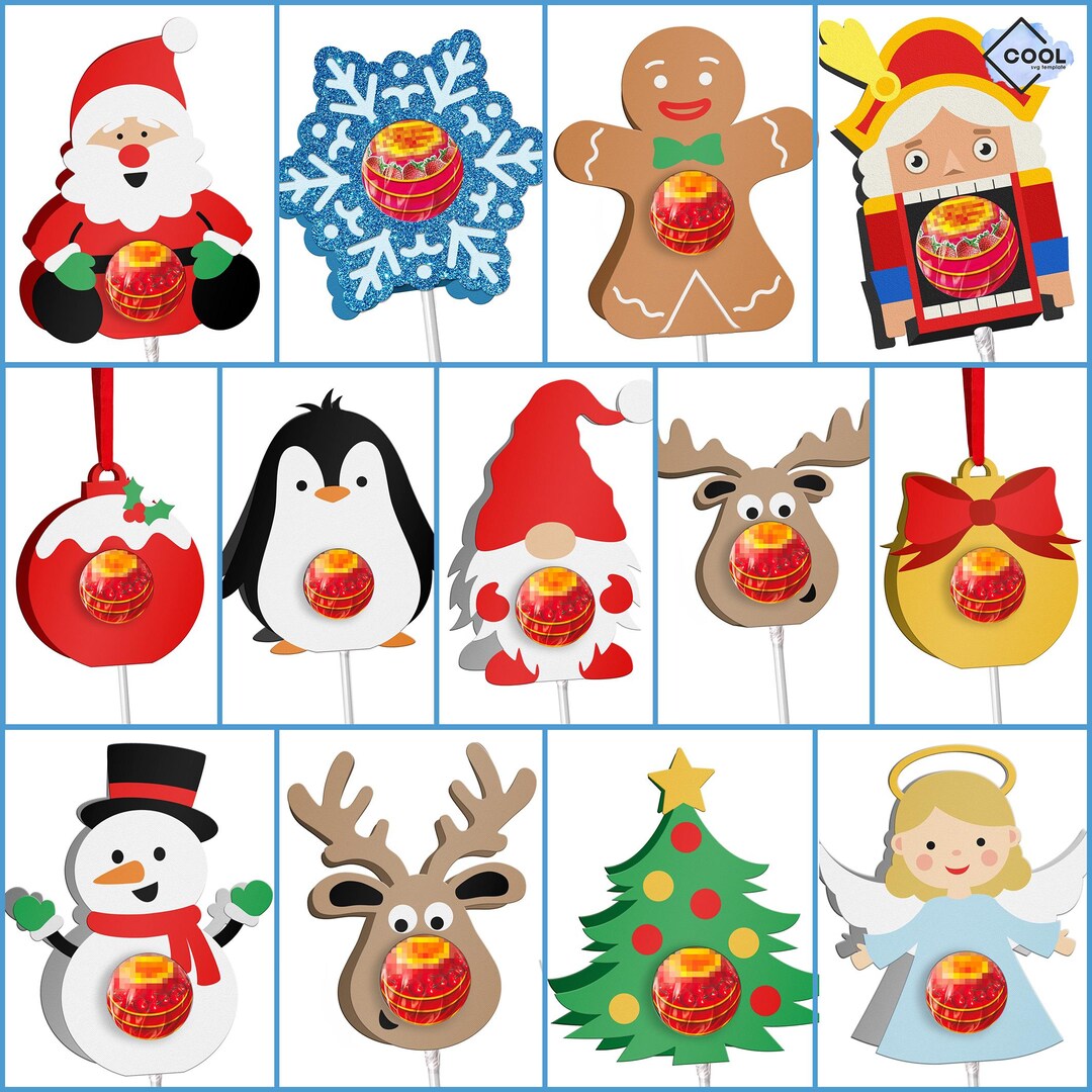 13 Christmas Lollipop Holder Svg, BUNDLE, Christmas Favor for Kids ...