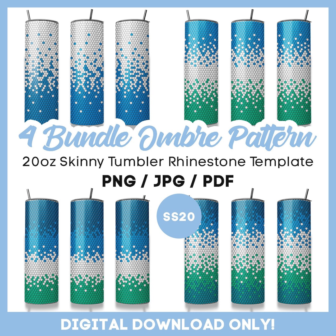 4 Ombré SS20 Rhinestone Tumbler Template Bundle, Double Ombre ...