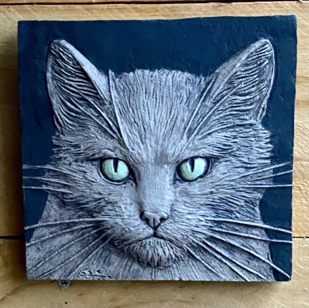 Wild Cat Low Relief Tile / Wall Plaque in Ceramic - Etsy