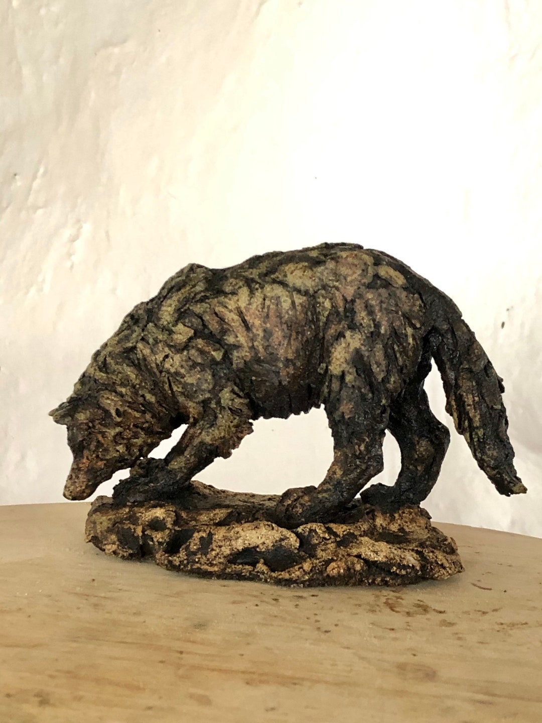 Wolf Looking Into Water Sculpture in Ceramic - Etsy UK