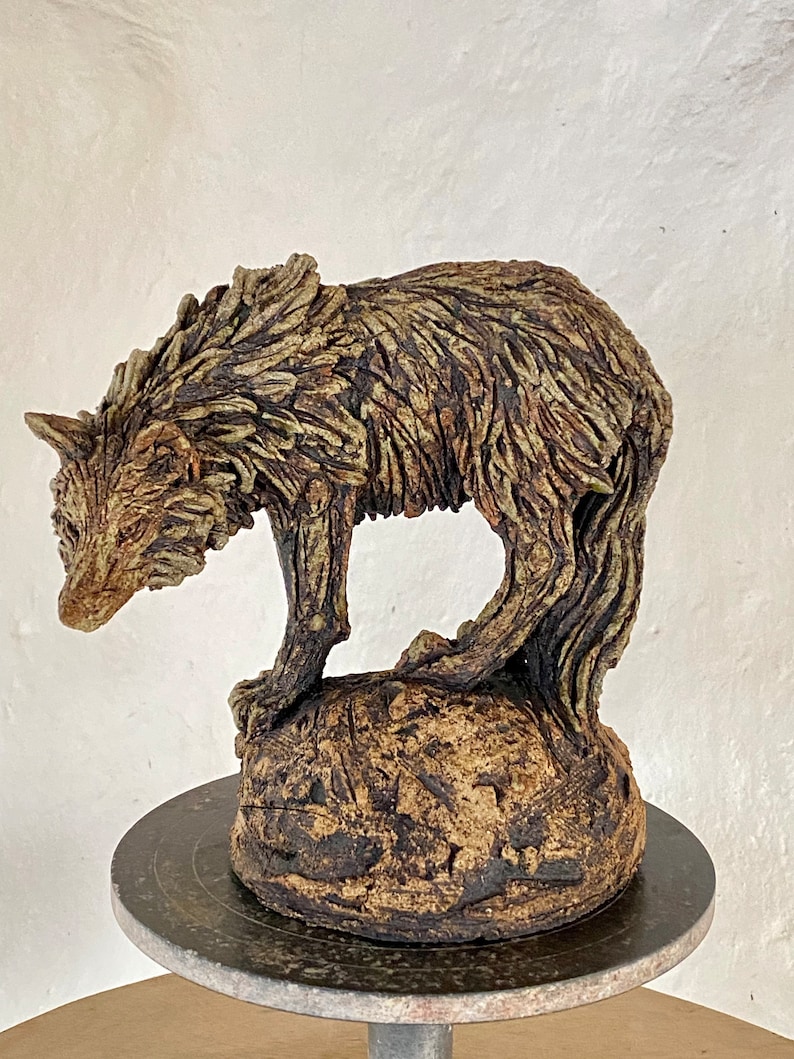 Wolf Sculpture in Ceramic by Paul Szeiler - Etsy