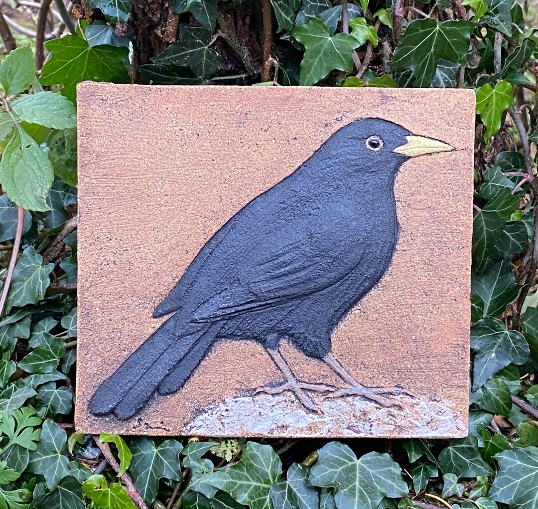 Blackbird Tile / Wall Plaque in Low Relief Ceramic - Etsy