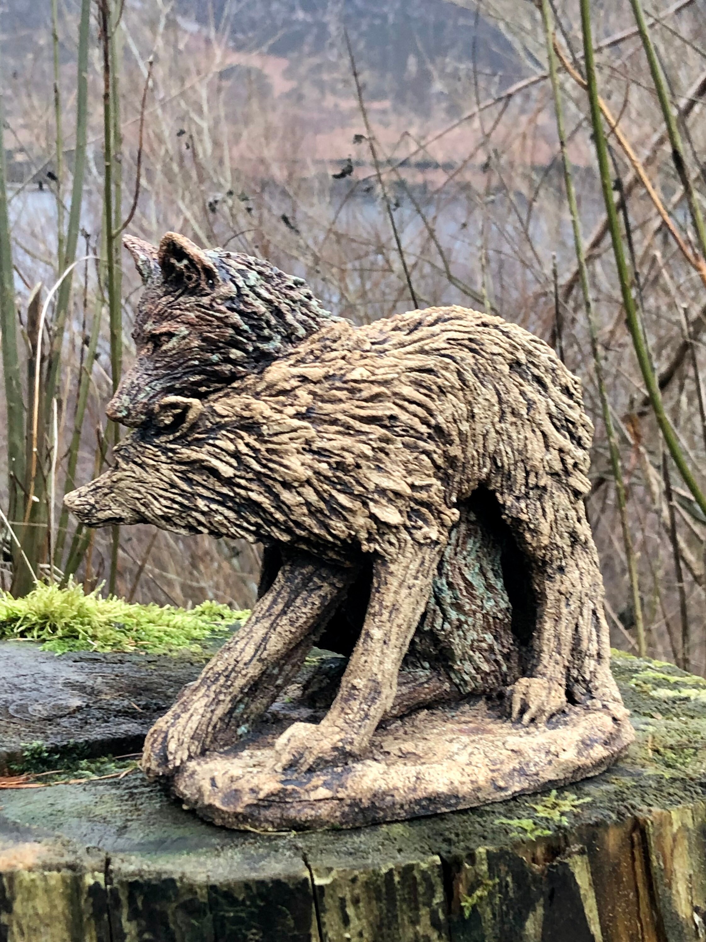 Two Wolves Sculpture by Paul Szeiler - Etsy
