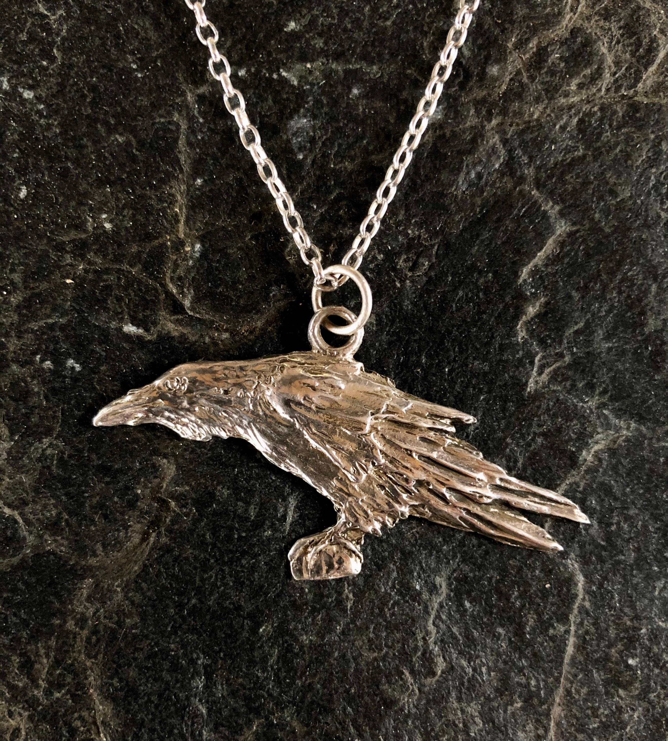 Raven Pendant in Silver | Etsy