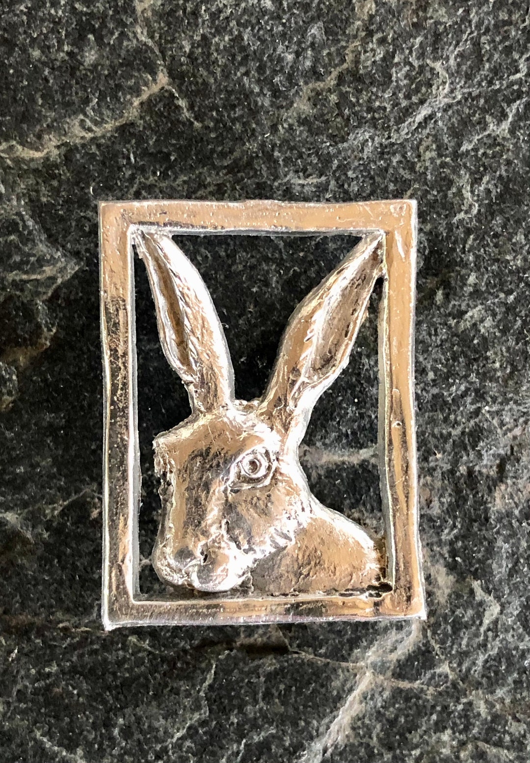 Hare Portrait Brooch in Pewter by Paul Szeiler. - Etsy UK