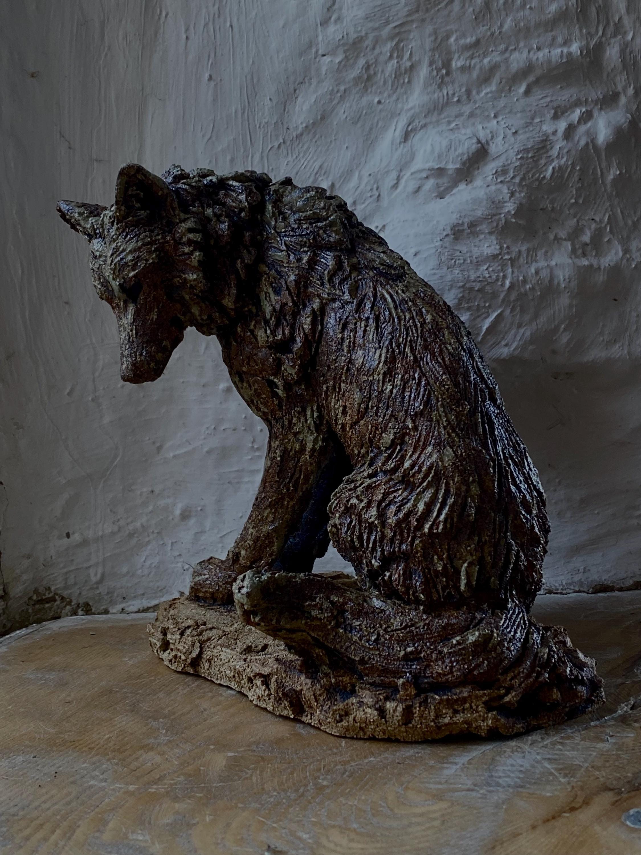 Wolf Sculpture in Ceramic Stoneware Hand Sculpted by Paul Szeiler - Etsy