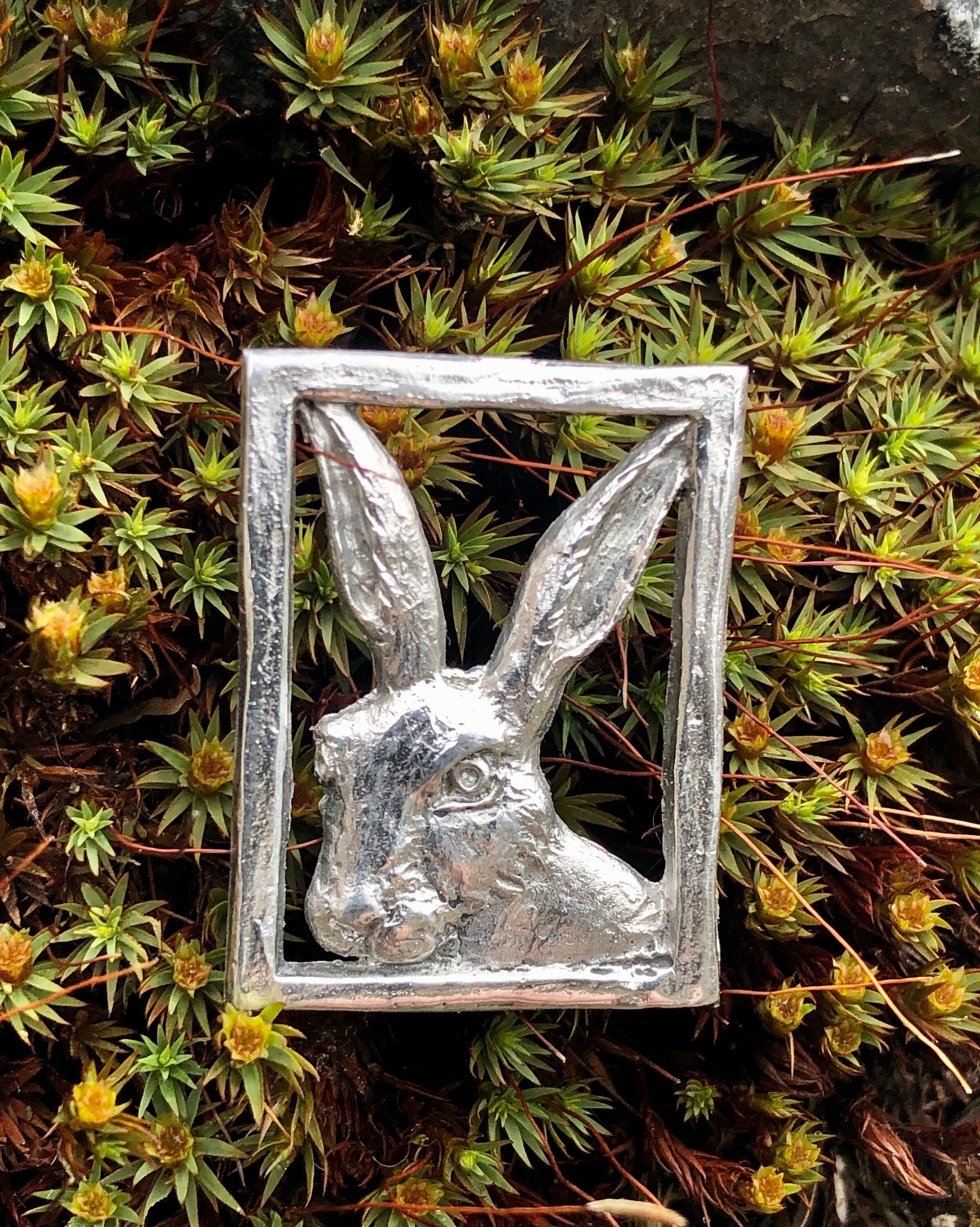 Hare Portrait Brooch in Pewter by Paul Szeiler. - Etsy UK