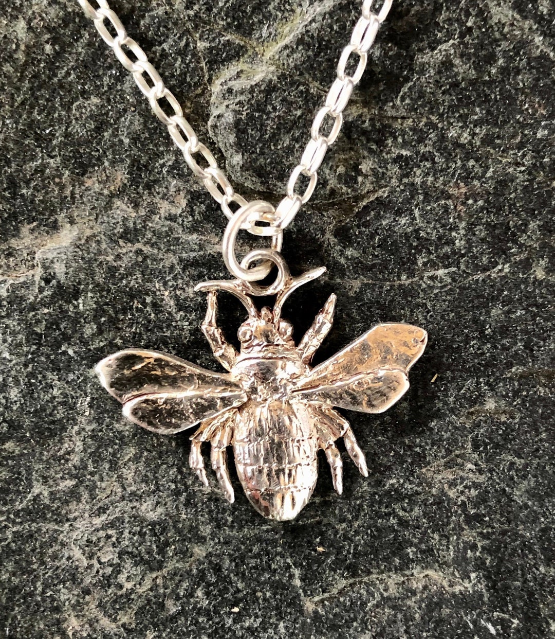 Silver Bee Pendant With Silver Chain by Paul Szeiler - Etsy UK