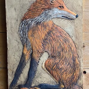 Low Relief Fox Plaque Wall Hanging in Stoneware Ceramic - Etsy