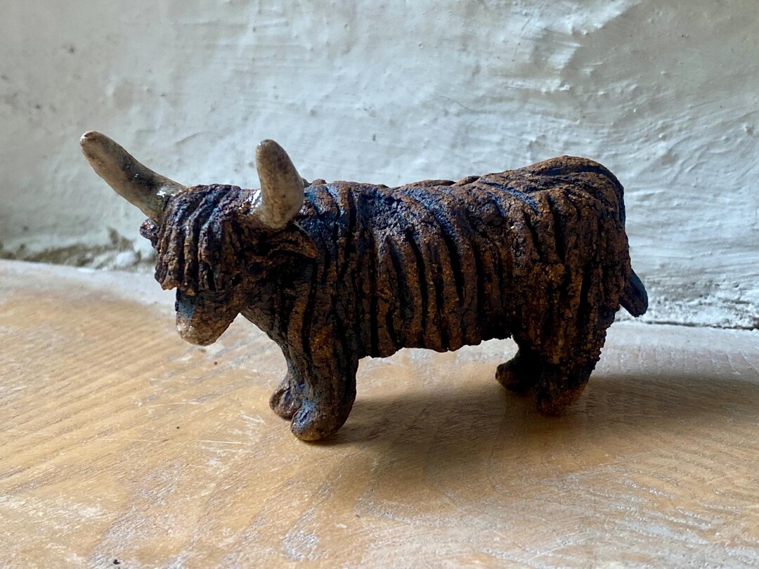 Highland Cow Sculpture in Brown - Etsy
