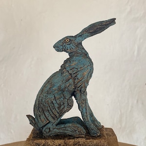 Blue Hare Sculpture in Ceramic by Paul Szeiler - Etsy