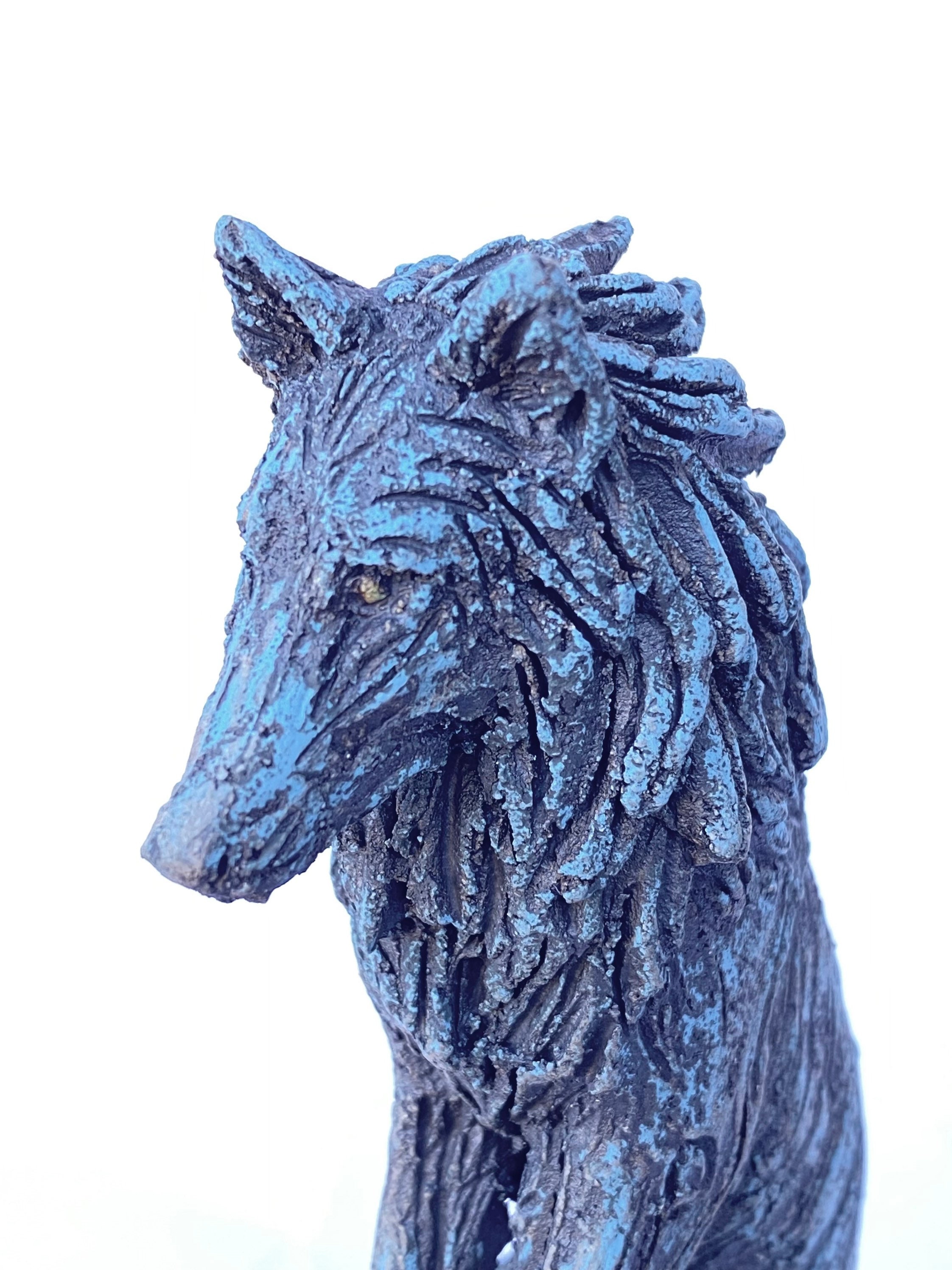 Blue Wolf Sculpture in Ceramic by Paul Szeiler - Etsy