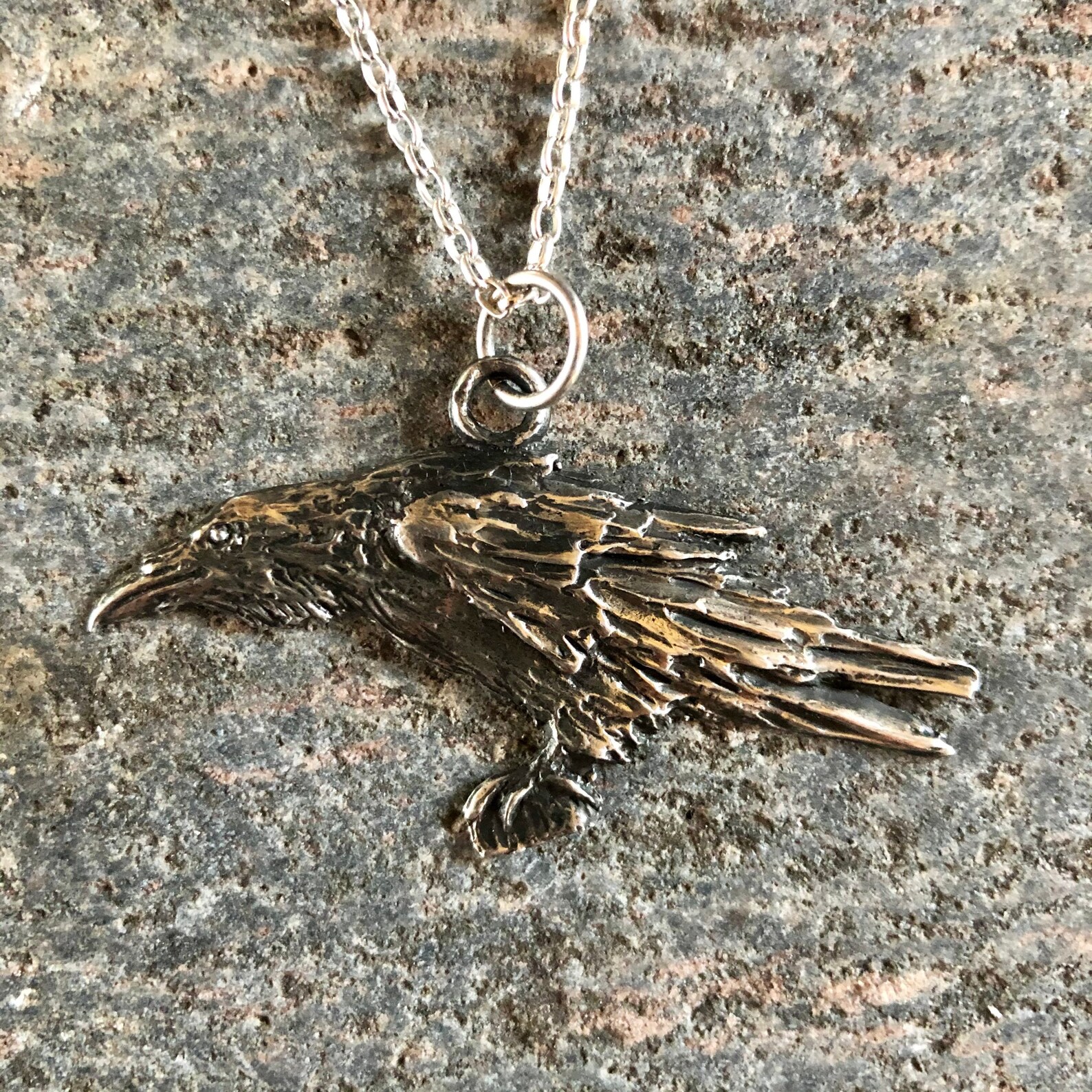 Raven Pendant in Silver - Etsy