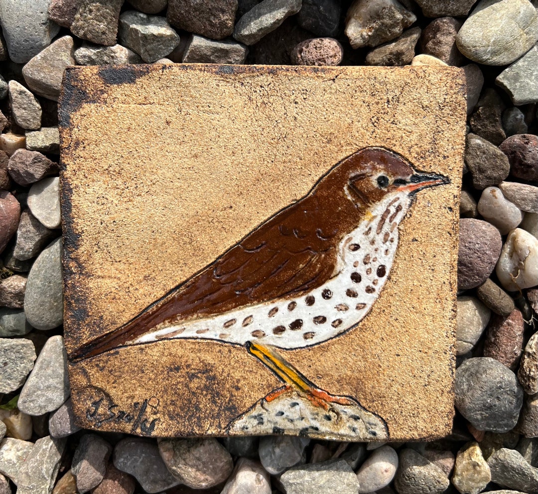 Ceramic Song Thrush Tile - Etsy