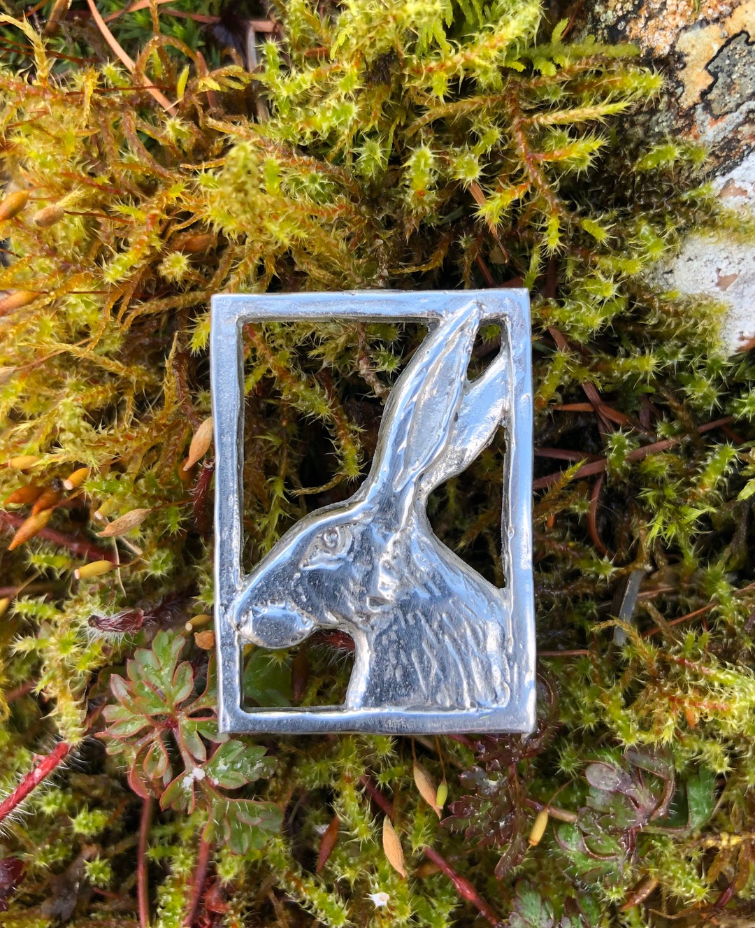 Hare Portrait Brooch in Pewter by Paul Szeiler. - Etsy