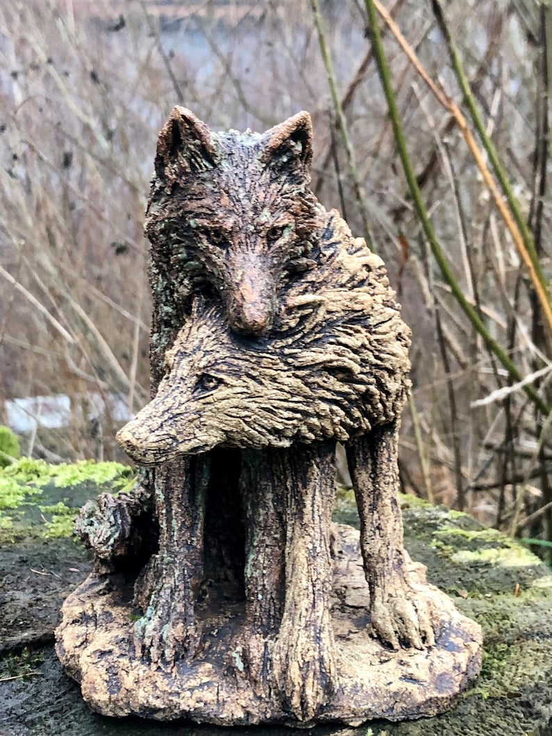 Two Wolves Sculpture by Paul Szeiler - Etsy