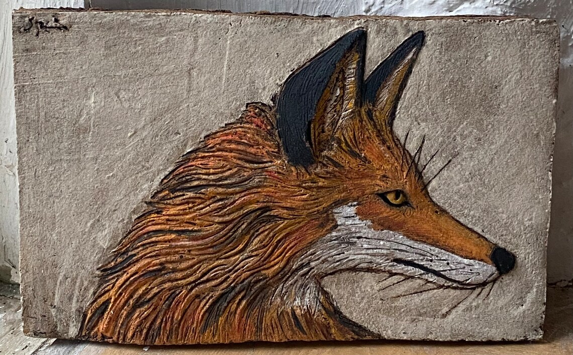 Fox Low Relief Wall Plaque in Ceramic Stoneware - Etsy
