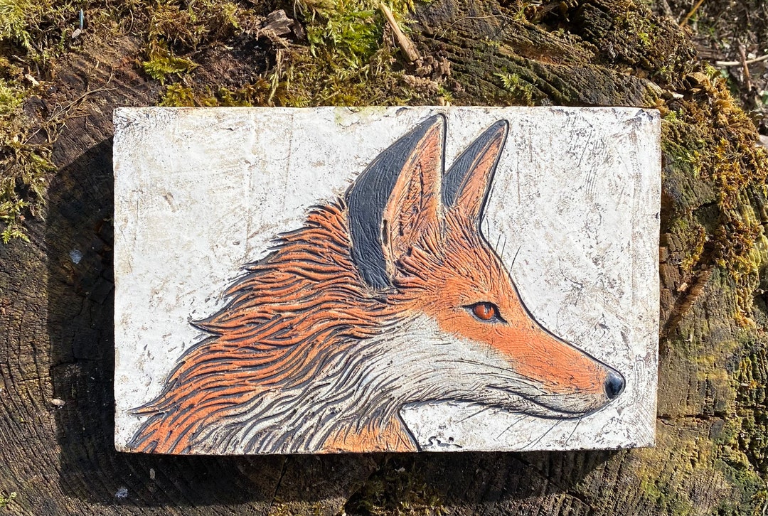 Fox Low Relief Wall Plaque in Ceramic Stoneware - Etsy