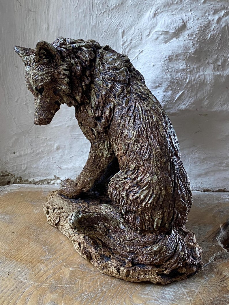 Wolf Sculpture in Ceramic Stoneware Hand Sculpted by Paul Szeiler - Etsy