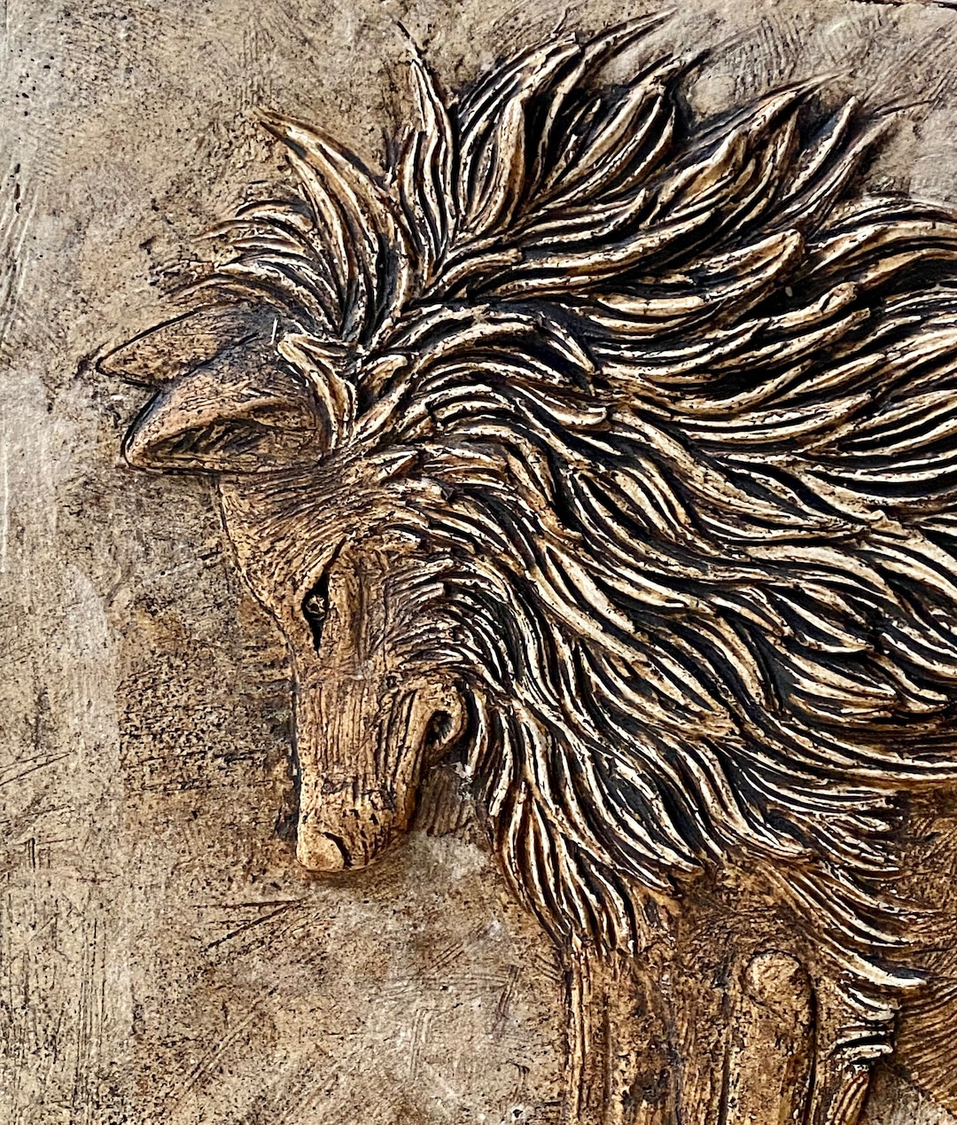 Wolf Plaque in Ceramic Stoneware - Etsy