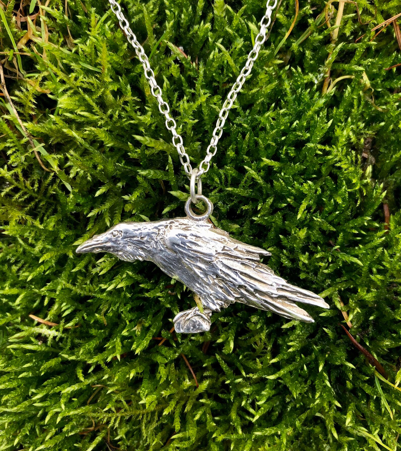Raven Pendant in Silver - Etsy
