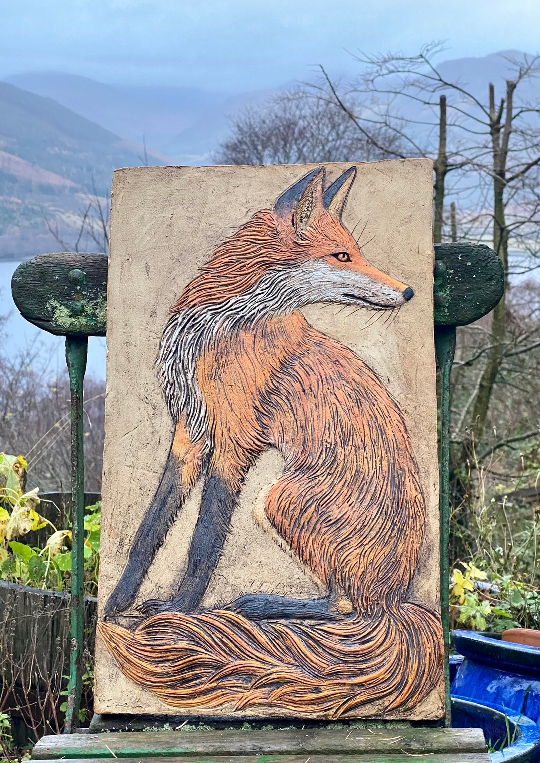 Low Relief Fox Plaque Wall Hanging in Stoneware Ceramic - Etsy