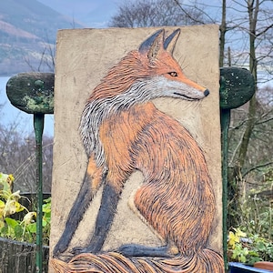 Low Relief Fox Plaque Wall Hanging in Stoneware Ceramic - Etsy