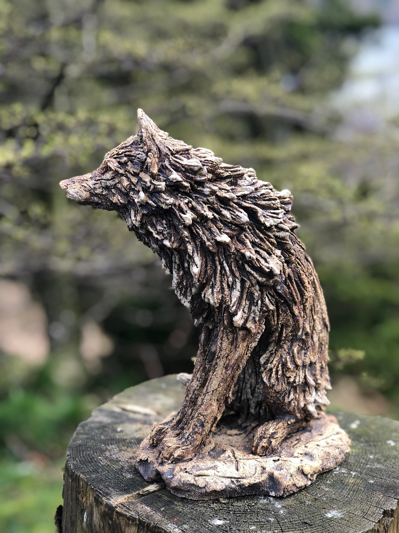 Wolf Sculpture in Ceramic Stoneware Hand Sculpted by Paul - Etsy