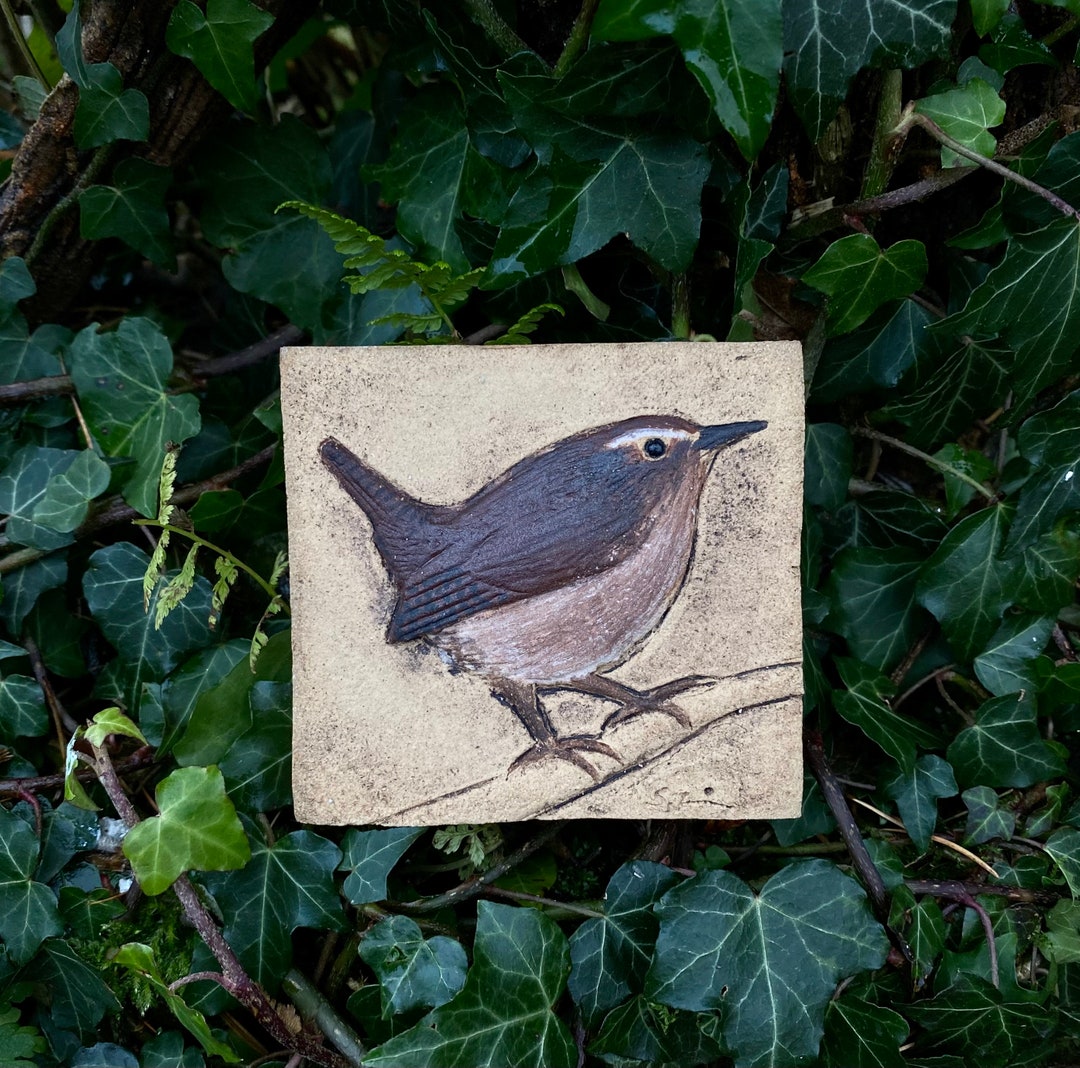 Wren Low Relief Tile / Wall Plaque in Ceramic by Paul Szeiler. - Etsy