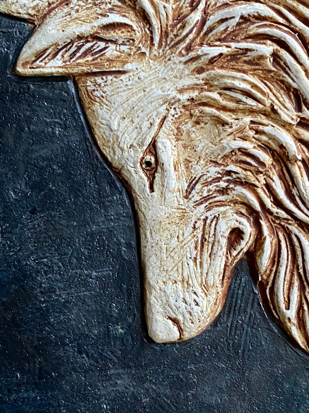 Wolf Head Low Relief Wall Plaque/ Tile in Stoneware Ceramic - Etsy