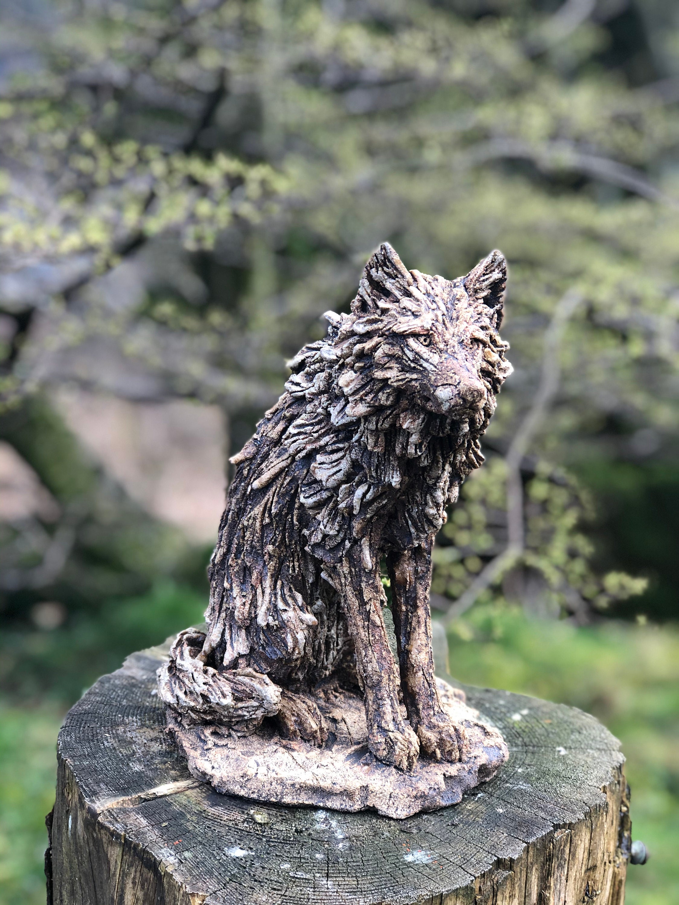 Wolf Sculpture in Ceramic Stoneware Hand Sculpted by Paul - Etsy