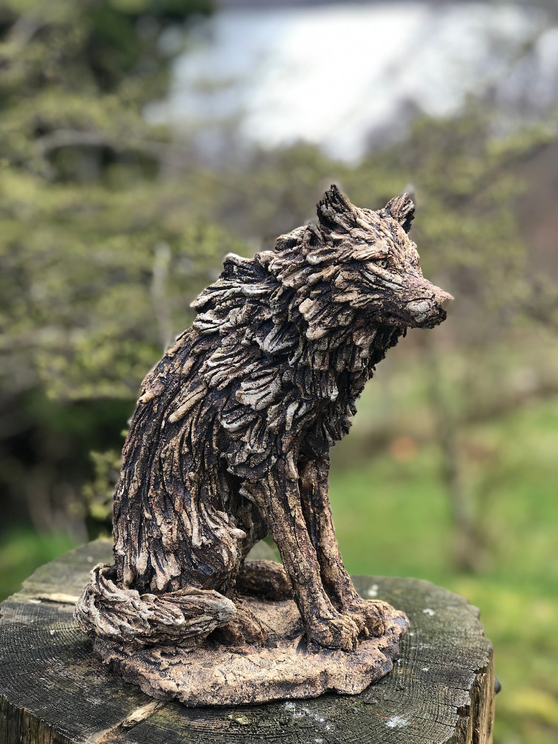 Wolf Sculpture in Ceramic Stoneware Hand Sculpted by Paul - Etsy