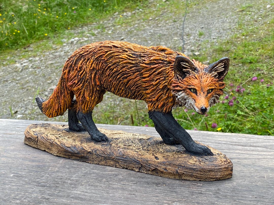 Prowling Fox Sculpture in Stoneware Ceramic - Etsy