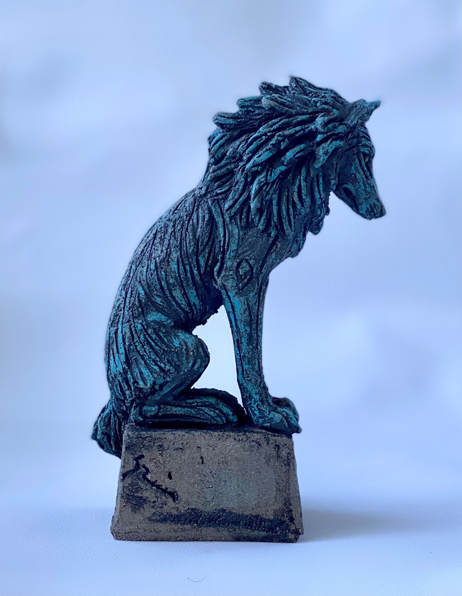 Blue Wolf Sculpture in Ceramic by Paul Szeiler - Etsy