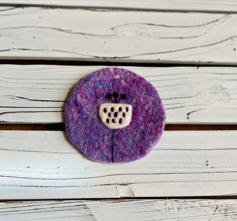 Handmade Wet Felted Coaster, Wet Felted Coaster, Flower or Animal ...