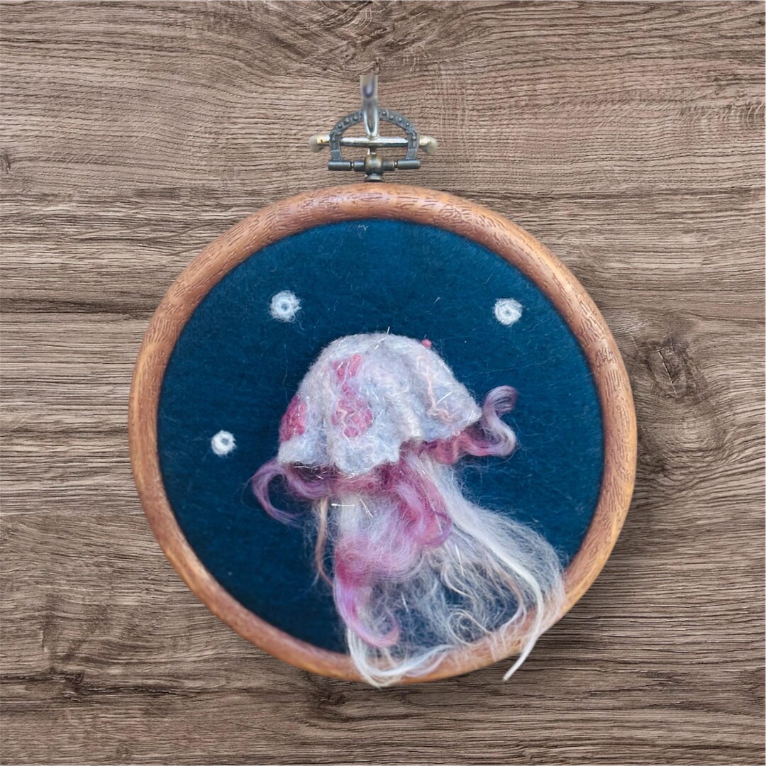 2D Wool Painting Jerryfish. Wool Paint With Locks. Fiber Art, Home ...