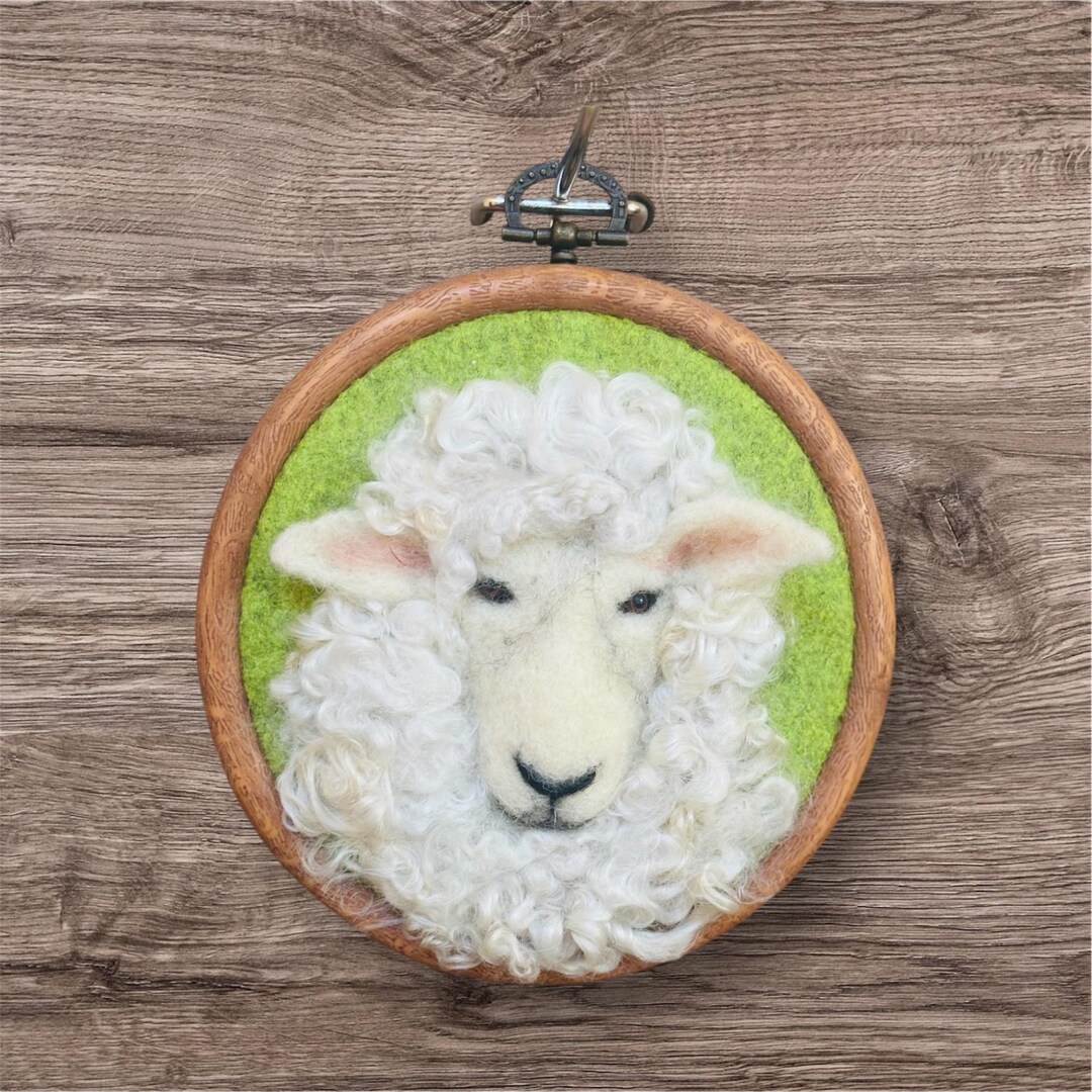 2D Wool Painting Sheep. Wool Paint With Locks. Fiber Art, Home ...