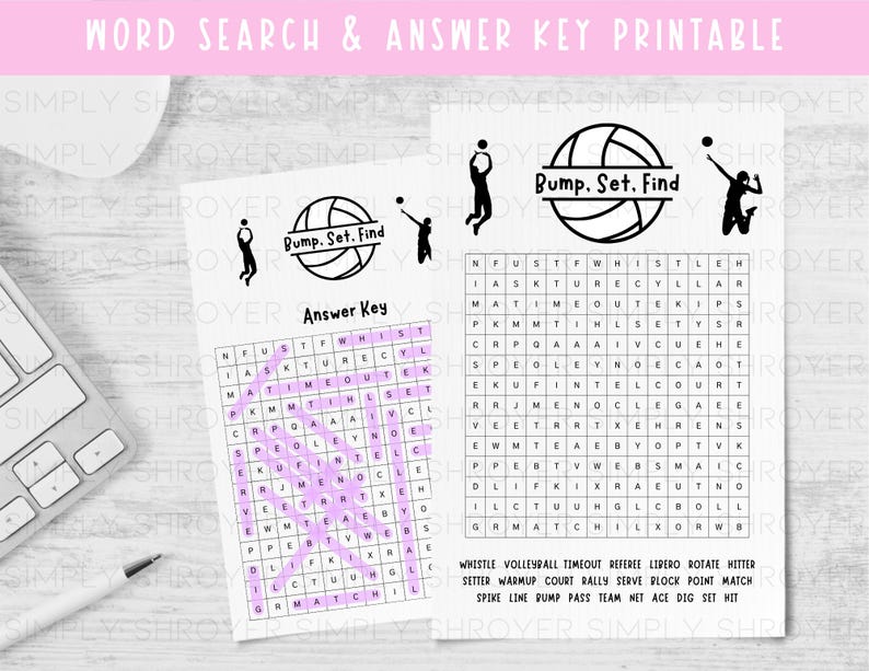 Bump, Set, Find - Volleyball Word Search Printable - Etsy