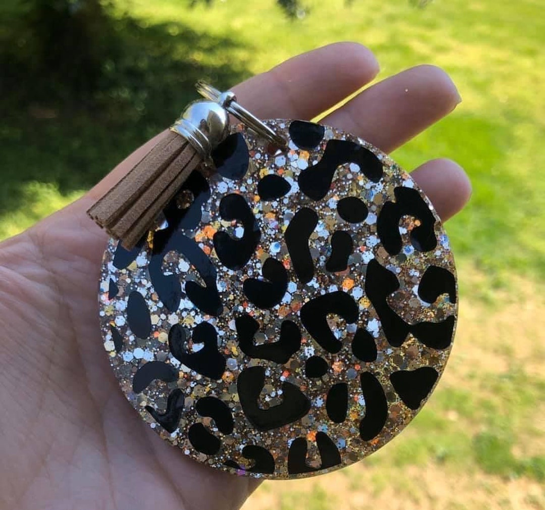 Cheetah Monogram Keychain - Etsy