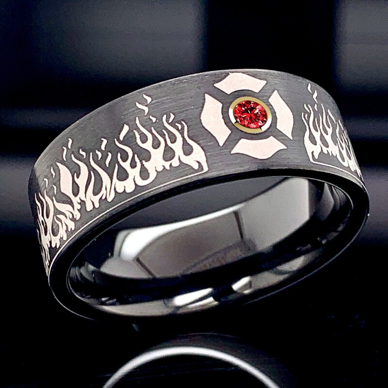 Firefighter Wedding Ring - Etsy