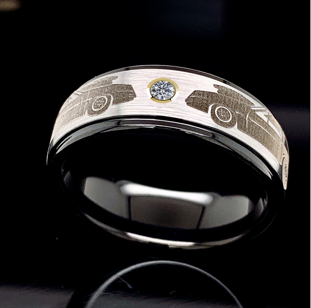 Black Tungsten Men's Ring: Sport Car Wedding Band - Etsy