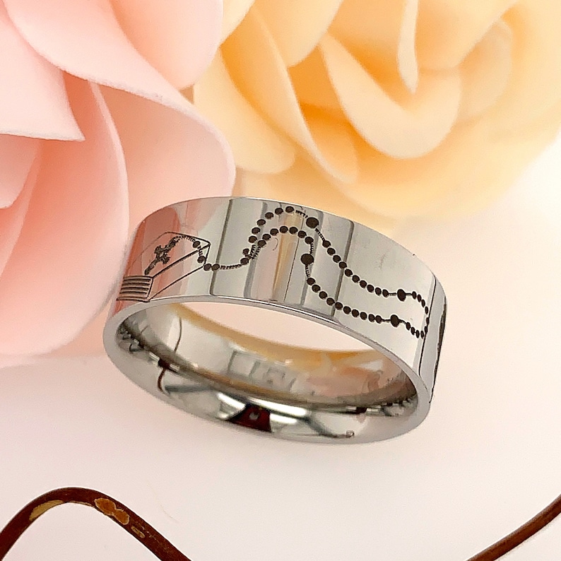 Rosary Ring Mens Tungsten Looks - Etsy