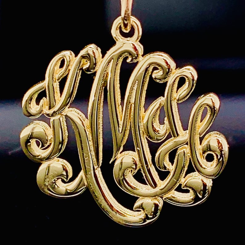Monogram Necklace Gold Monogram Personalized Gift Solid Etsy monogram-necklace-gold-monogram-personalized-gift-solid-etsy