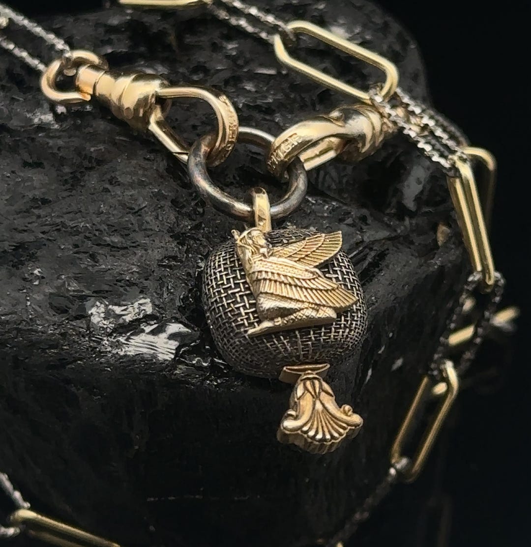 Egyptian Isis Charm Necklace, Egyptian Goddess Gold and Silver Pendant ...