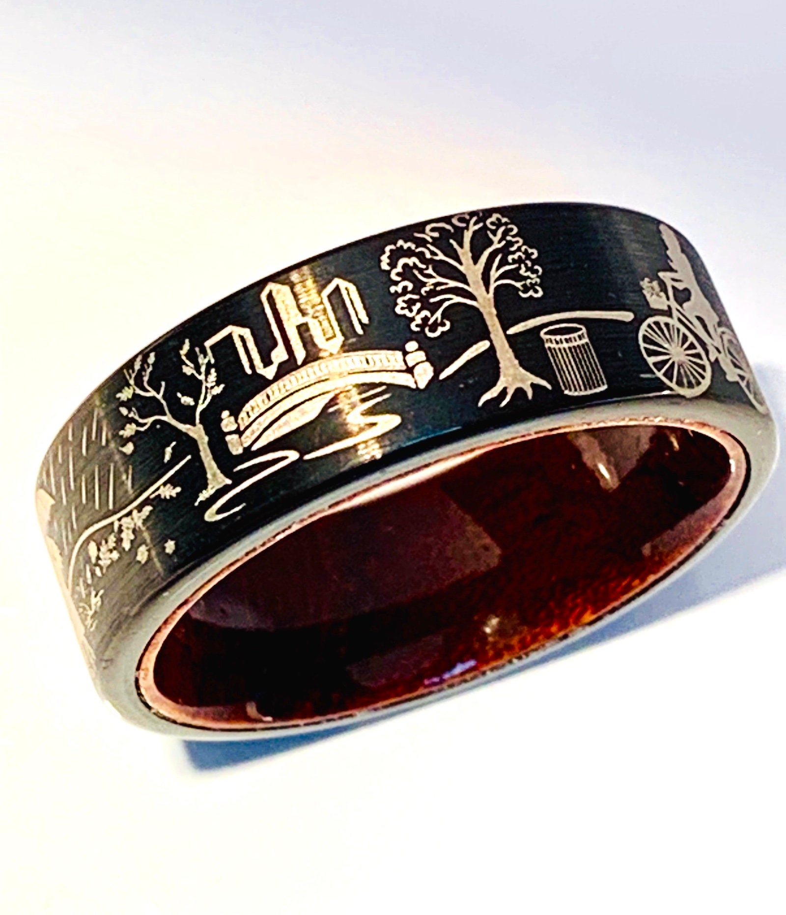 Mens Wedding Ring Custom Wedding Band Tungsten Wood Ring | Etsy