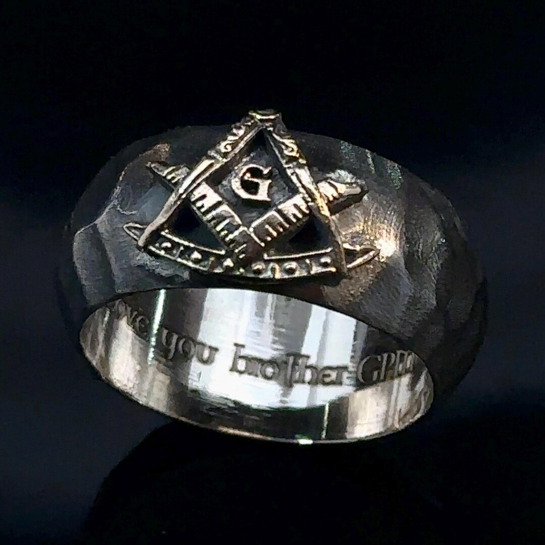 Personalized Antique Gold Masonic Ring | Handmade Freemason Square ...