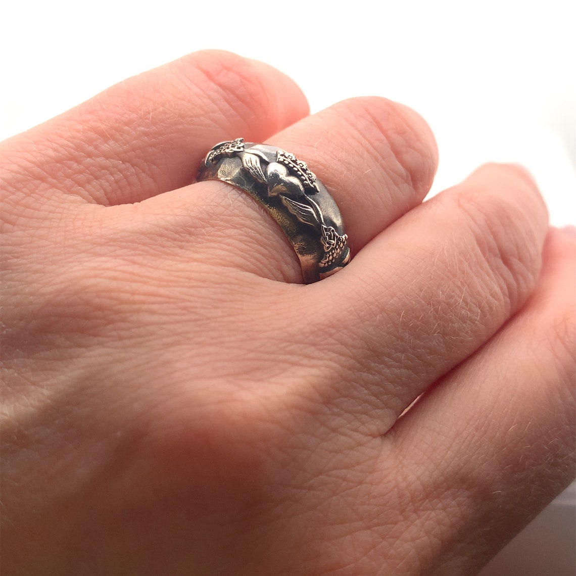 Handmade Oxidized Sterling Silver Claddagh Ring Set: Personalized Irish ...