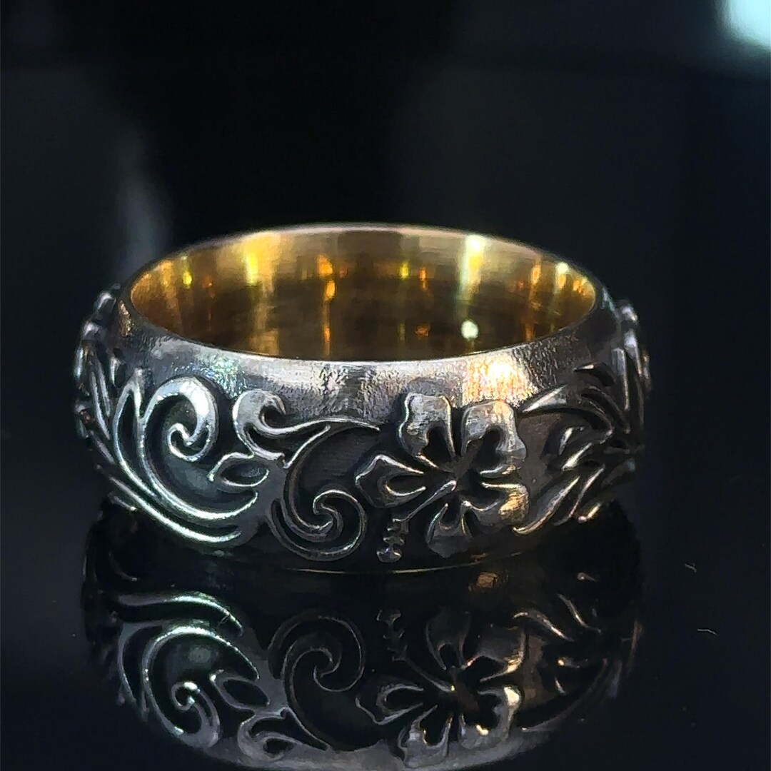 Hawaiian Hibiscus Flower Ring in Sterling Silver With Scroll Details ...